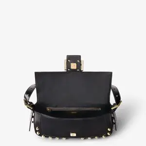 Fendi Baguette® 26424 Black Nappa Leather Bag With Studs